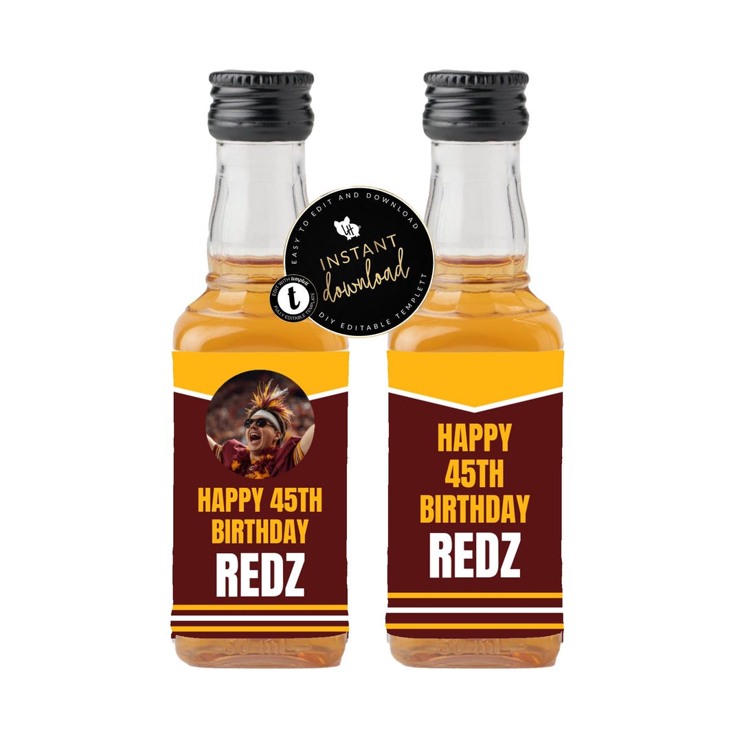 Masculine Mini Bottle Labels, Editable Liquor Labels, Party Labels ...
