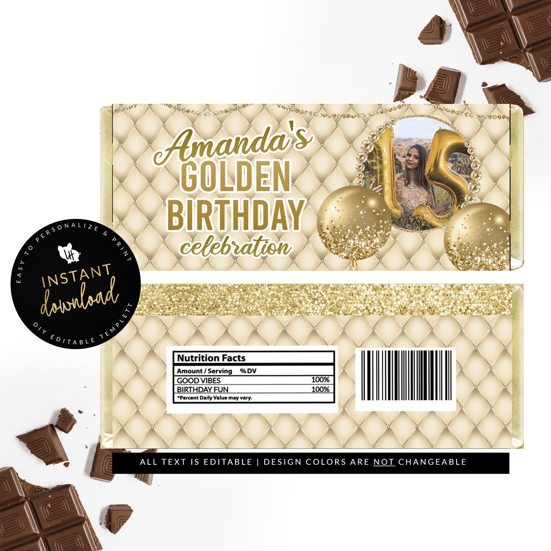 Gold Tufted Candy Bar Label, Gold Candy Label, Printable Candy Bar ...