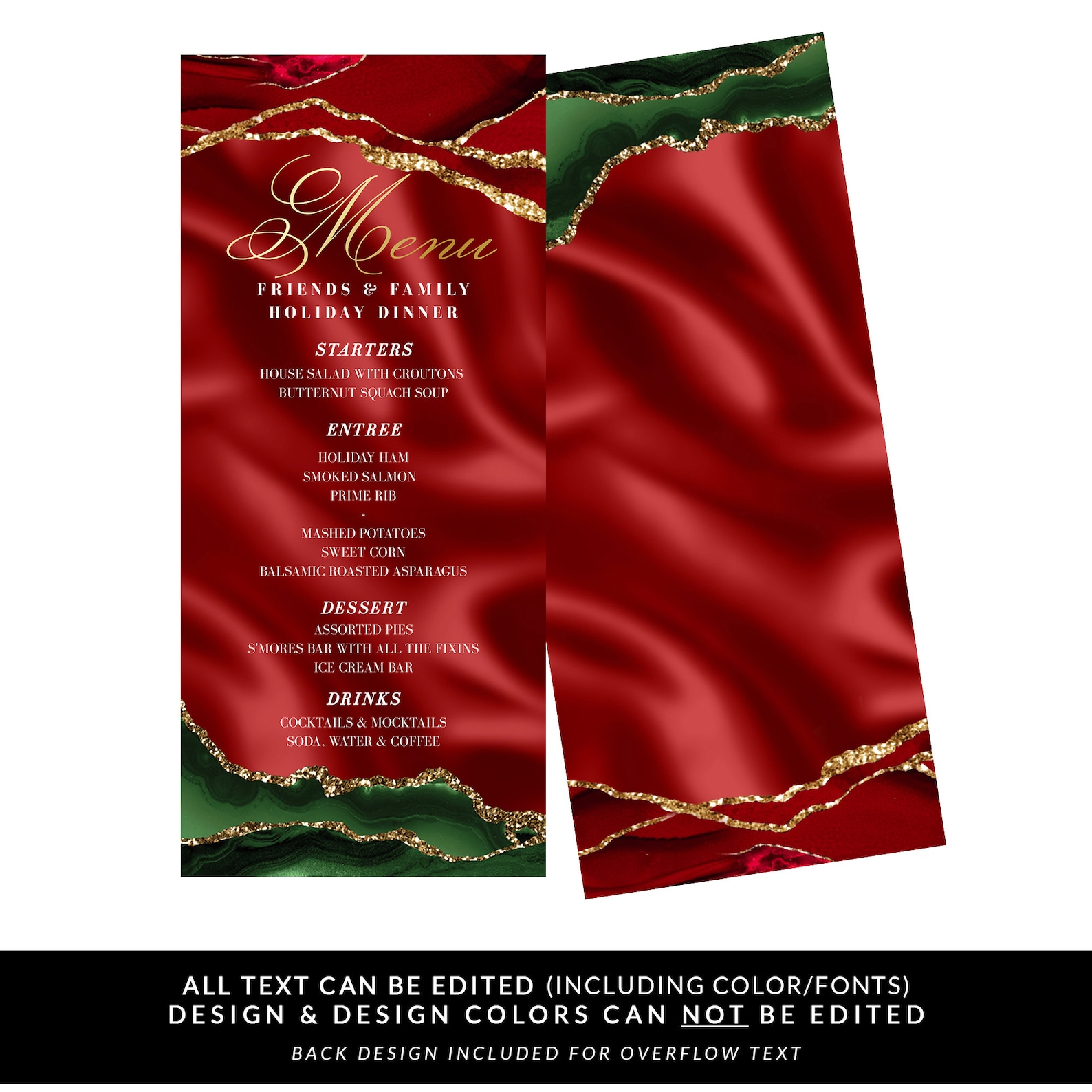 Christmas Menu Card Elegant Christmas Dinner Menu Agate - Etsy