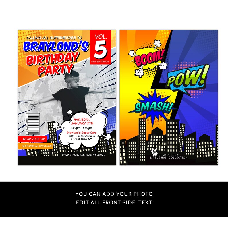 Comic Book Invitation Comic Book Cover Birthday Invitation - Etsy