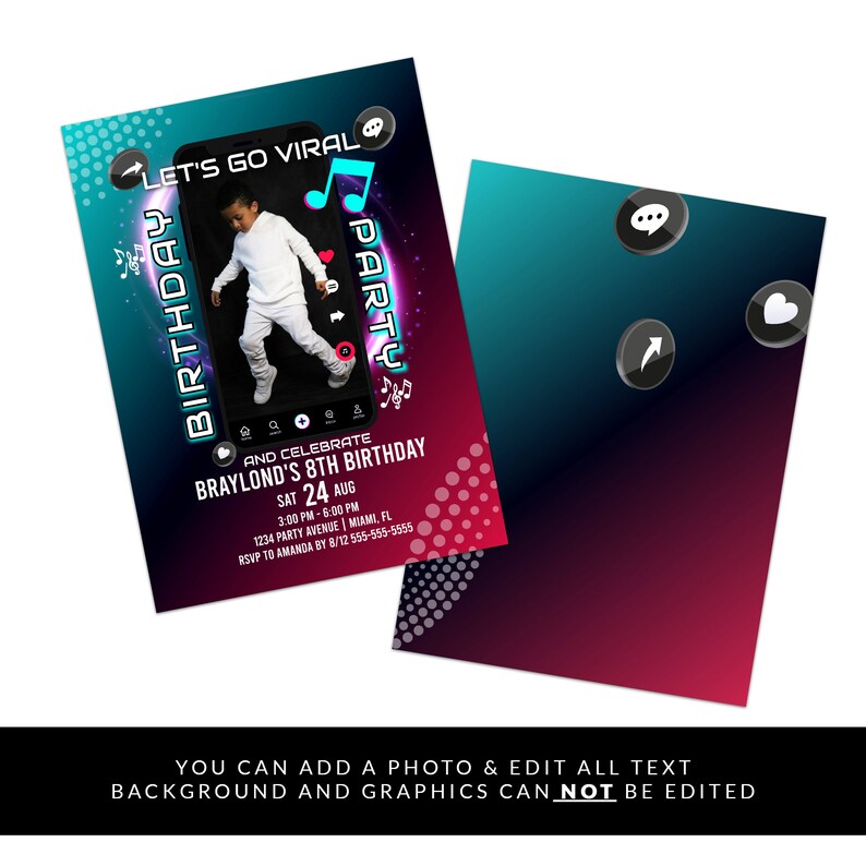 Music Party Invitation Viral Birthday Invite Social Media - Etsy