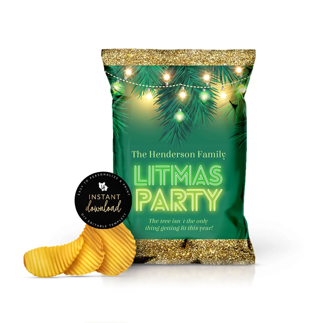 Christmas Party Chip Bag, Litmas Christmas Party Favors, Lit Christmas ...