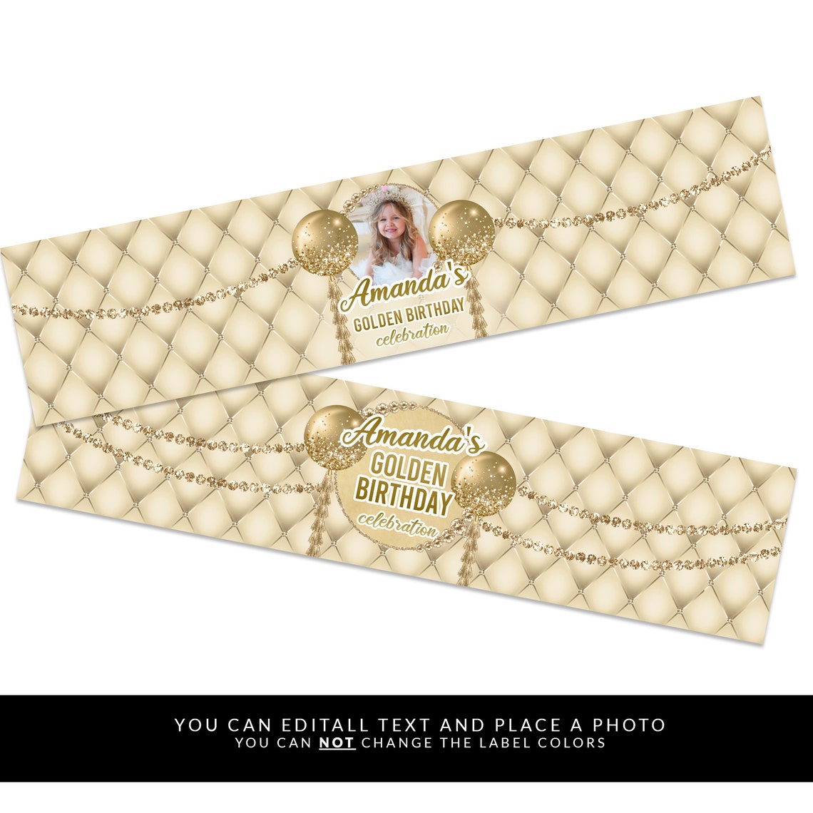 Gold Drip Water Bottle Labels Gold Photo Water Bottle Label | Etsy