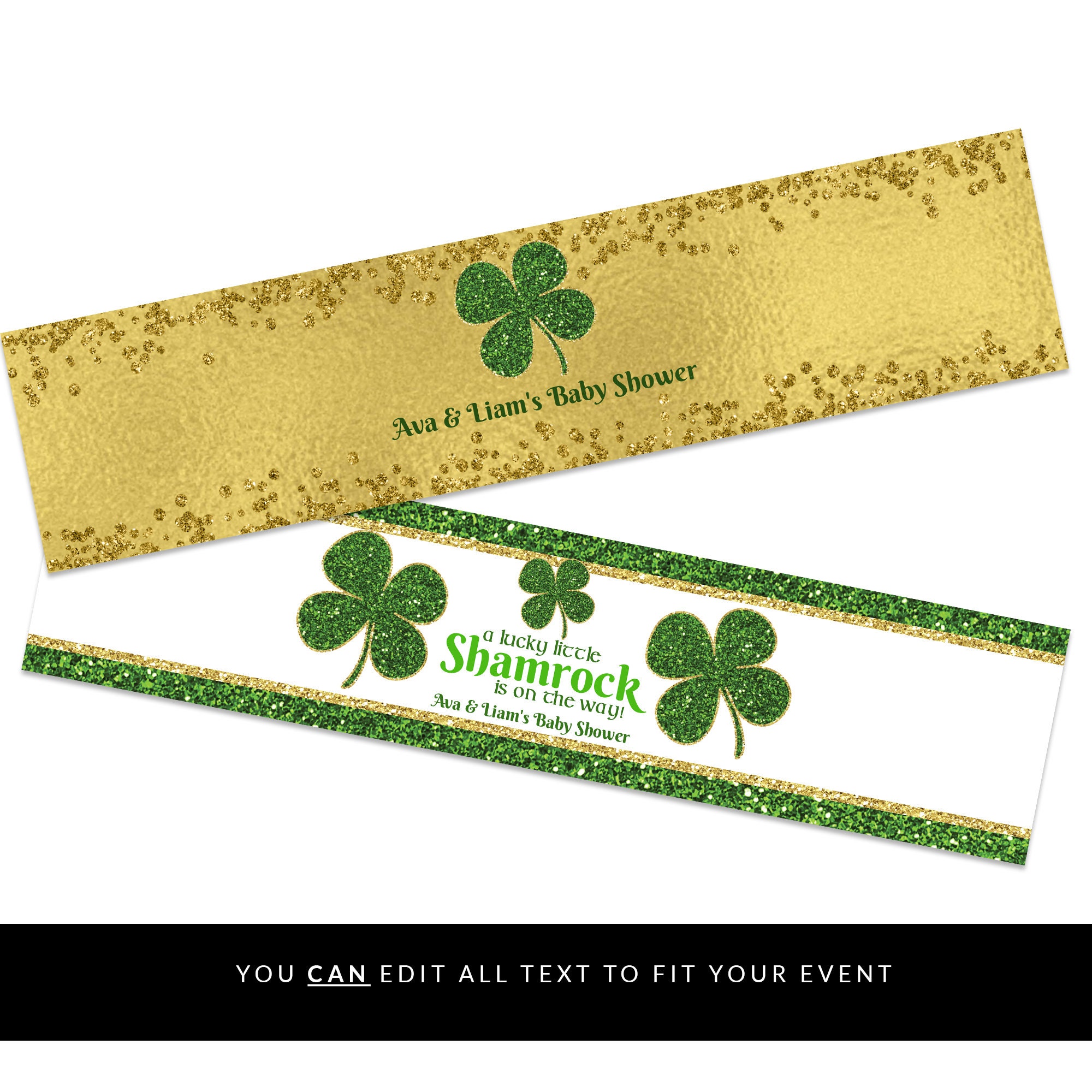 Shamrock Water Bottle Label Clover Water Bottle Label St. | Etsy