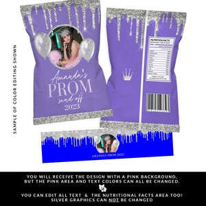 Silver Drip Prom Chip Bag, Dripping Silver Water Label, Prom Printable ...