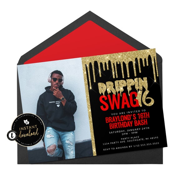 Swag 16 Birthday Photo Invitation Swag 16 Party Swag 16 | Etsy