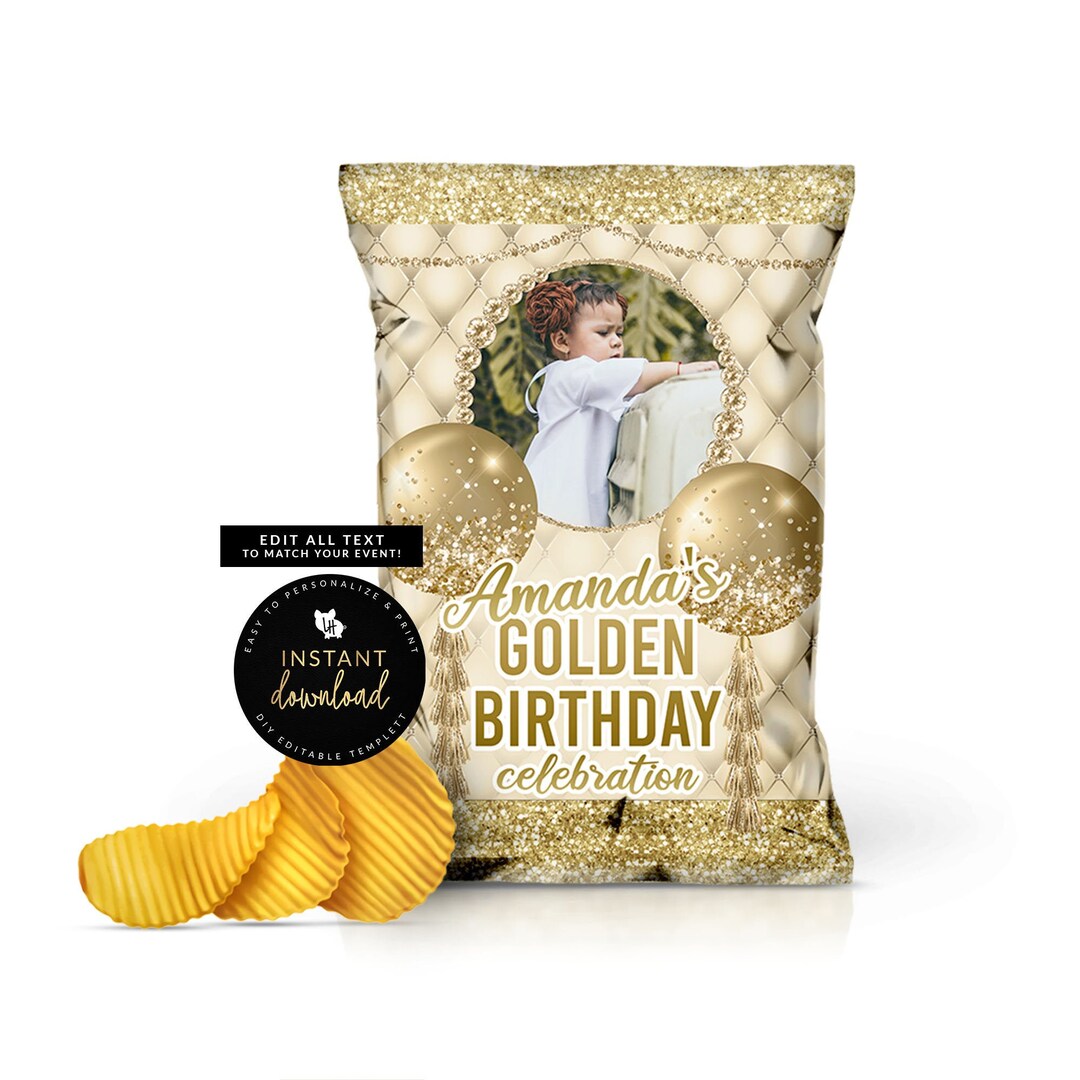 Gold Chip Bag, Gold Tufted Chip Bag, Gold Printable Chip Bag, Gold ...