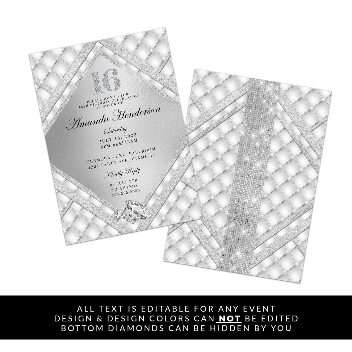 Silver Invitation, White Party Invitation, Silver Anniversary, Silver ...