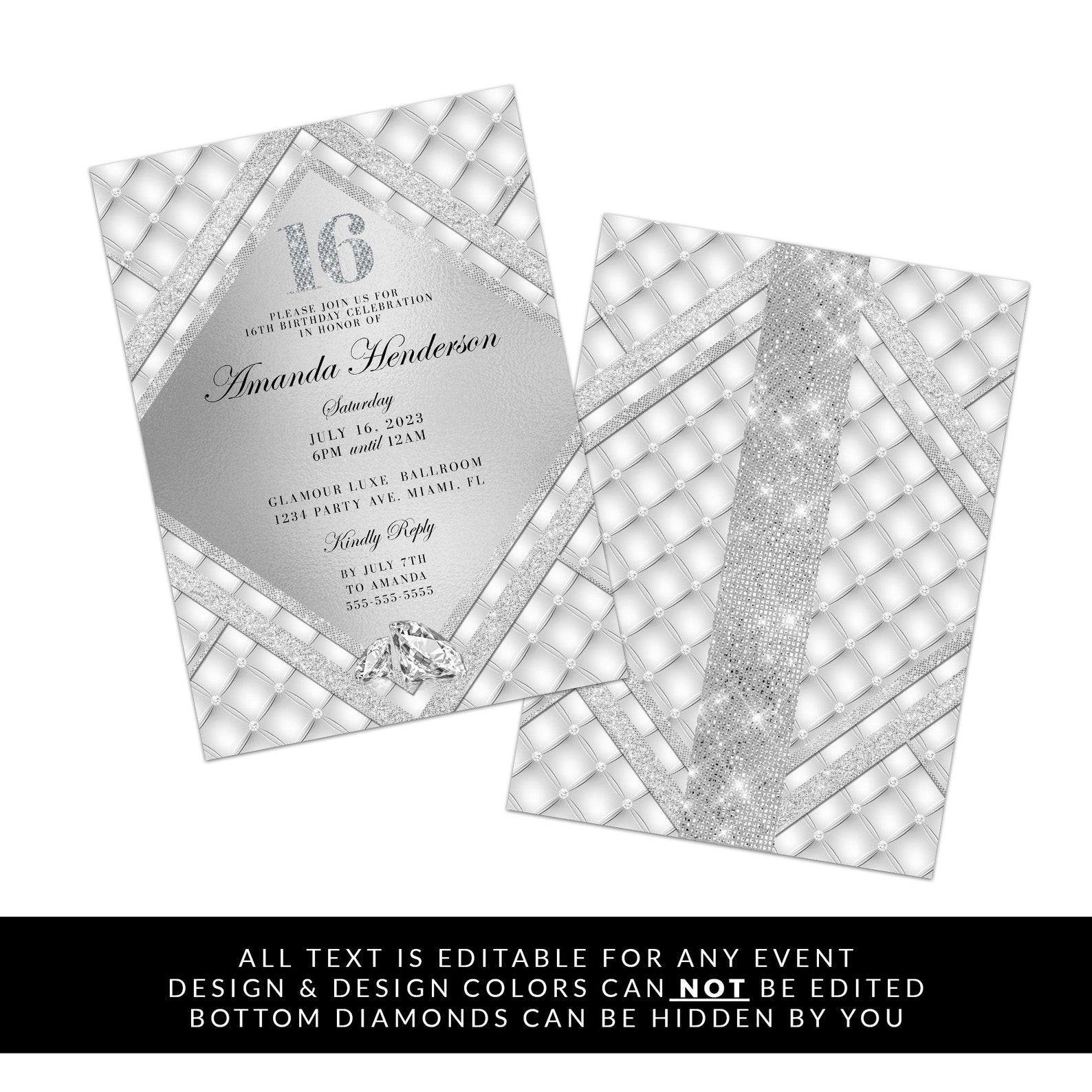Silver Invitation, White Party Invitation, Silver Anniversary, Silver ...