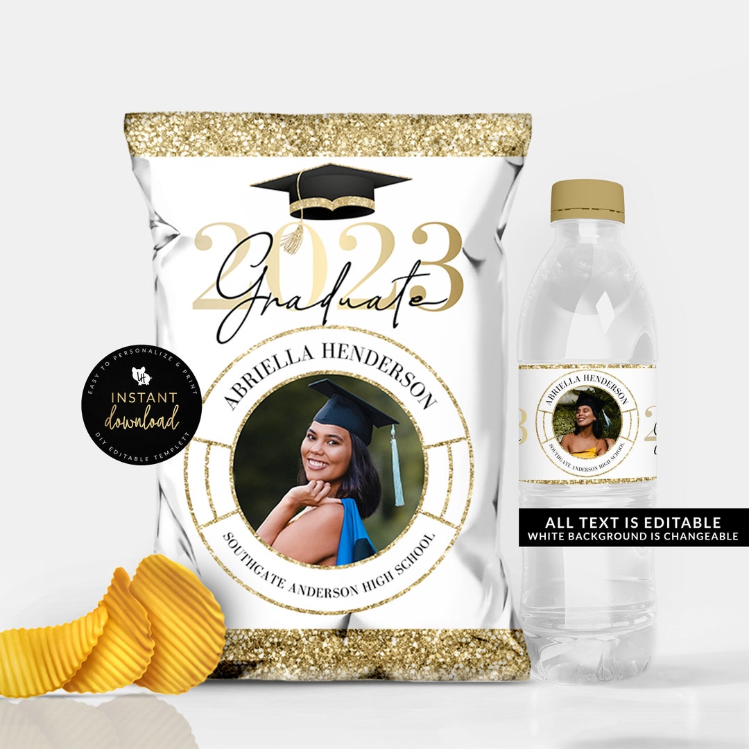 Graduation Photo Chip Bag, Graduation Water Label, Graduation Printable ...