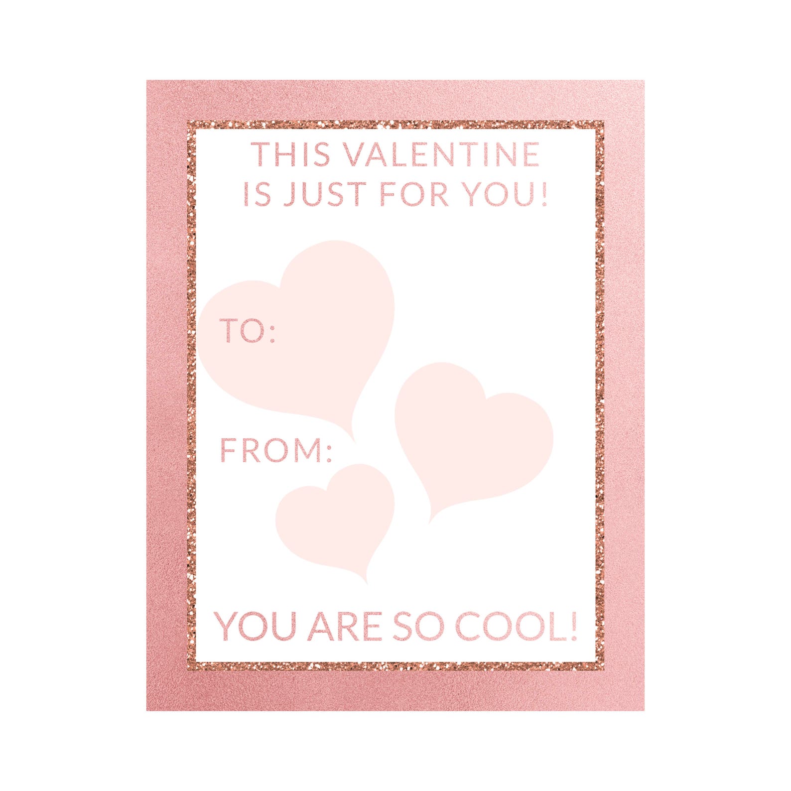 Printable Girl Valentines Day Cards Rose Gold Printable V-day - Etsy