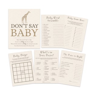Giraffe Baby Shower Games, Printable Giraffe Baby Shower Games, Digital ...