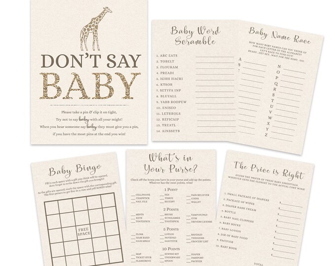 Giraffe Baby Shower Games Printable Giraffe Baby Shower | Etsy