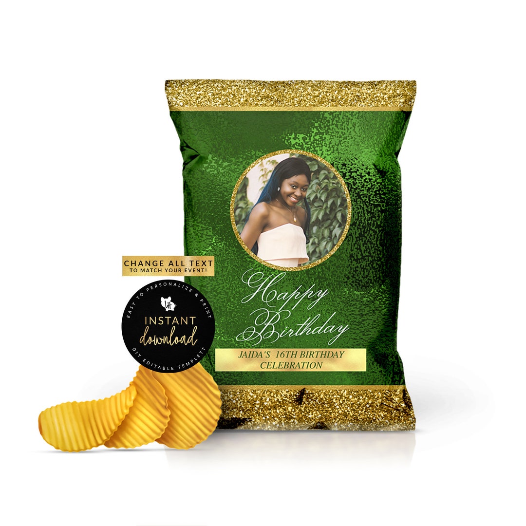 Emerald Green an Gold Chip Bag, Emerald Green and Gold Snack Bag ...
