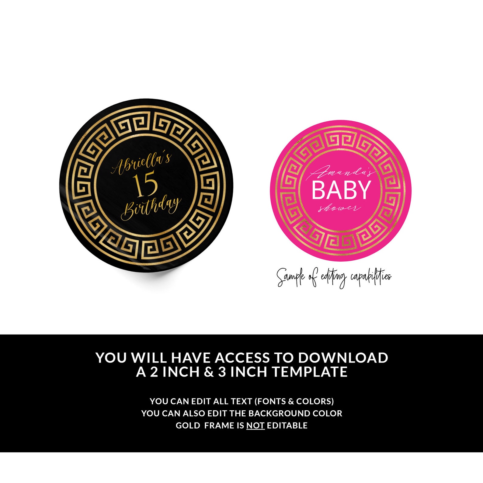 Greek Key Circle Gift Tag Download Grecian Sticker Template - Etsy