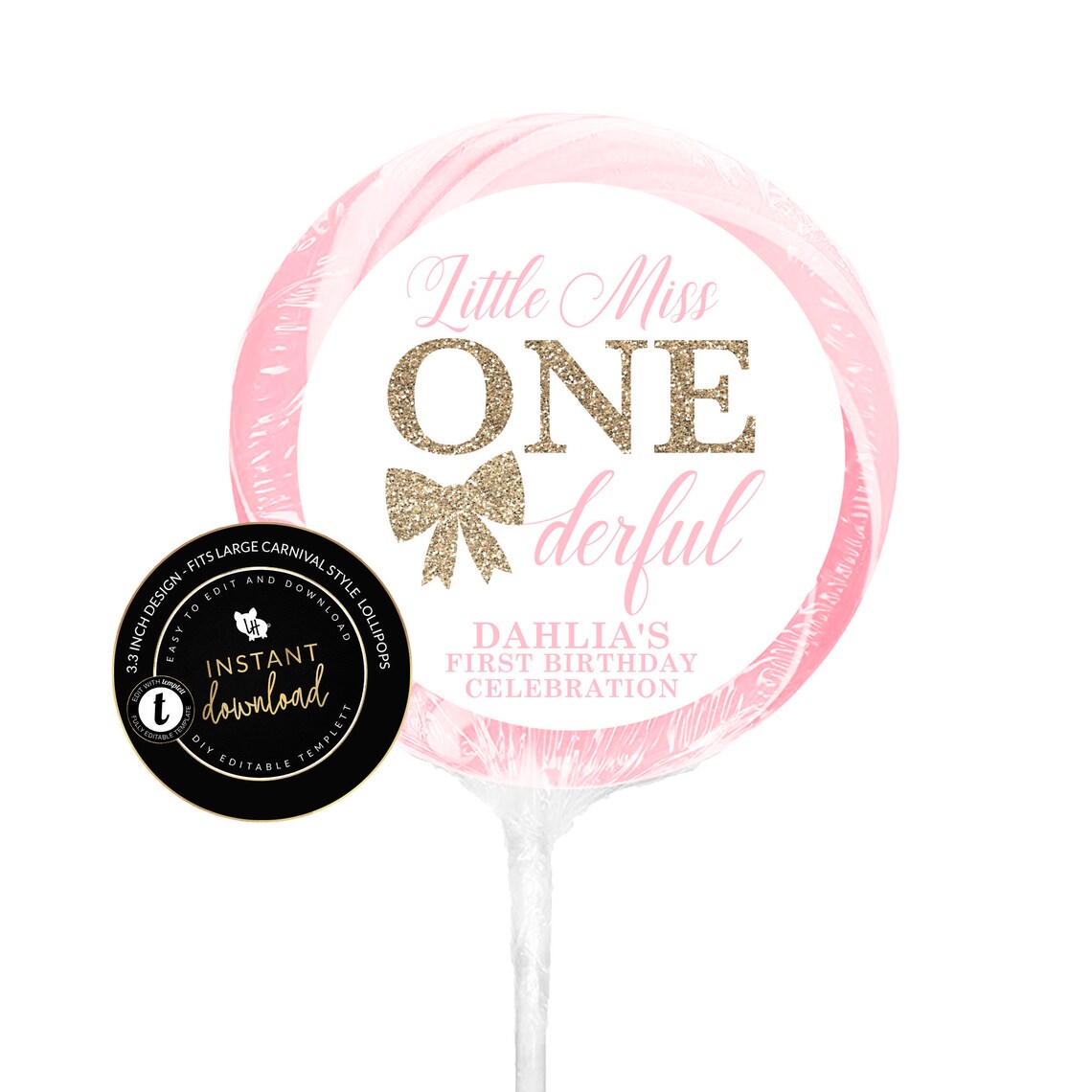 Miss Onederful Labels Miss Onederful Lollipop Labels First - Etsy