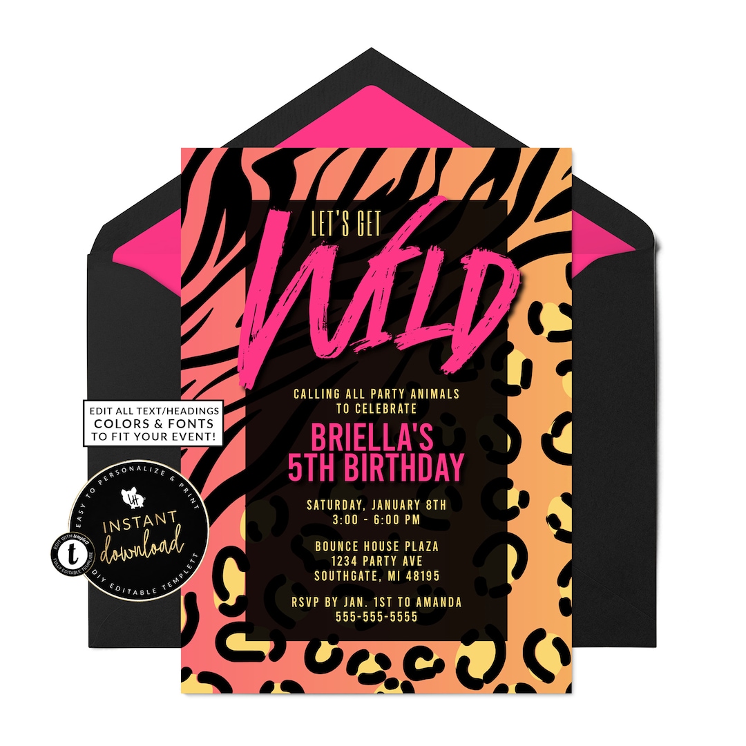 Animal Print Invitation, Animal Print Party, Leopard Print Invitation ...