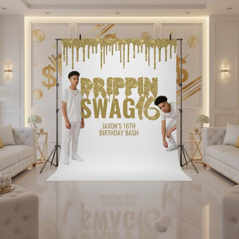 Drippin Swag 16 Birthday Backdrop | Editable Party Backdrop | Teen Boy ...