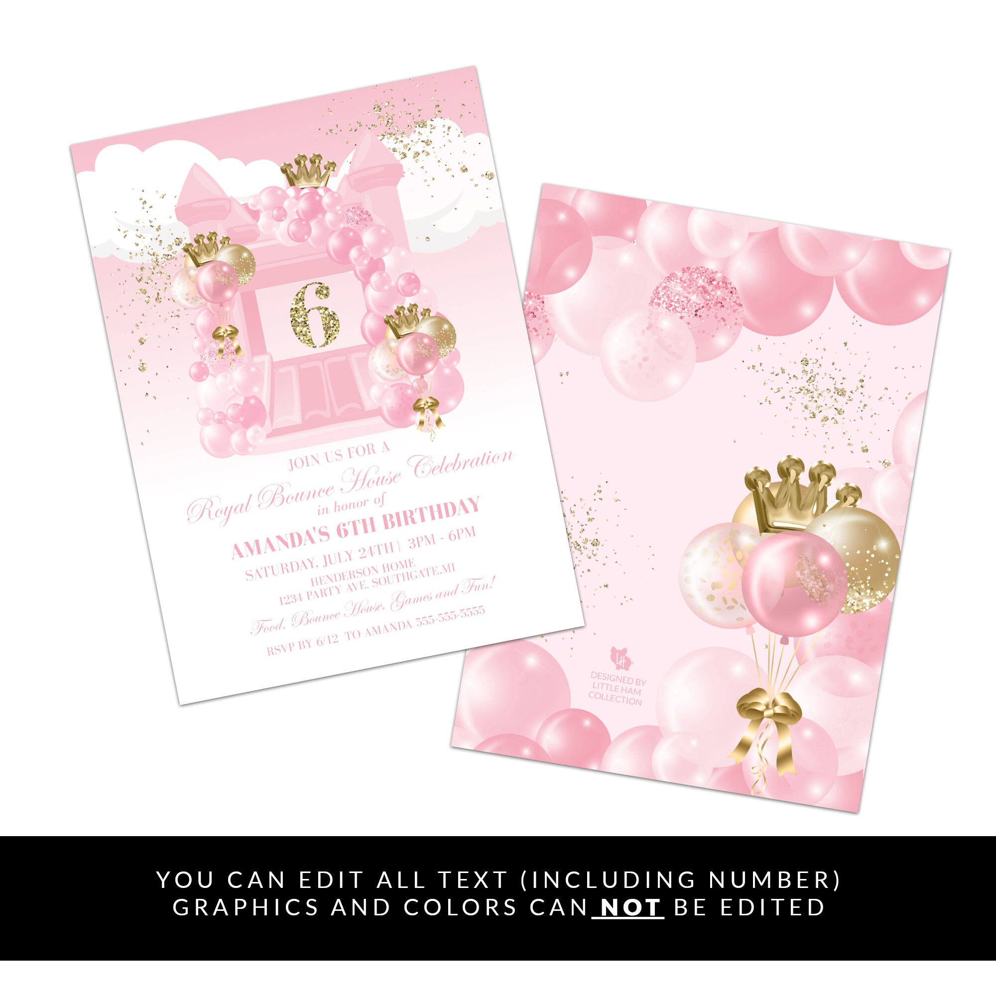 Bounce House Invitation Princess Bounce House Invite Bounce - Etsy