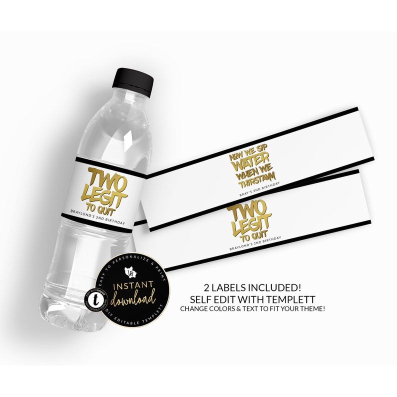 Hip Hop Water Bottle Label, Two Legit to Quit Water Bottle Label, Hip ...