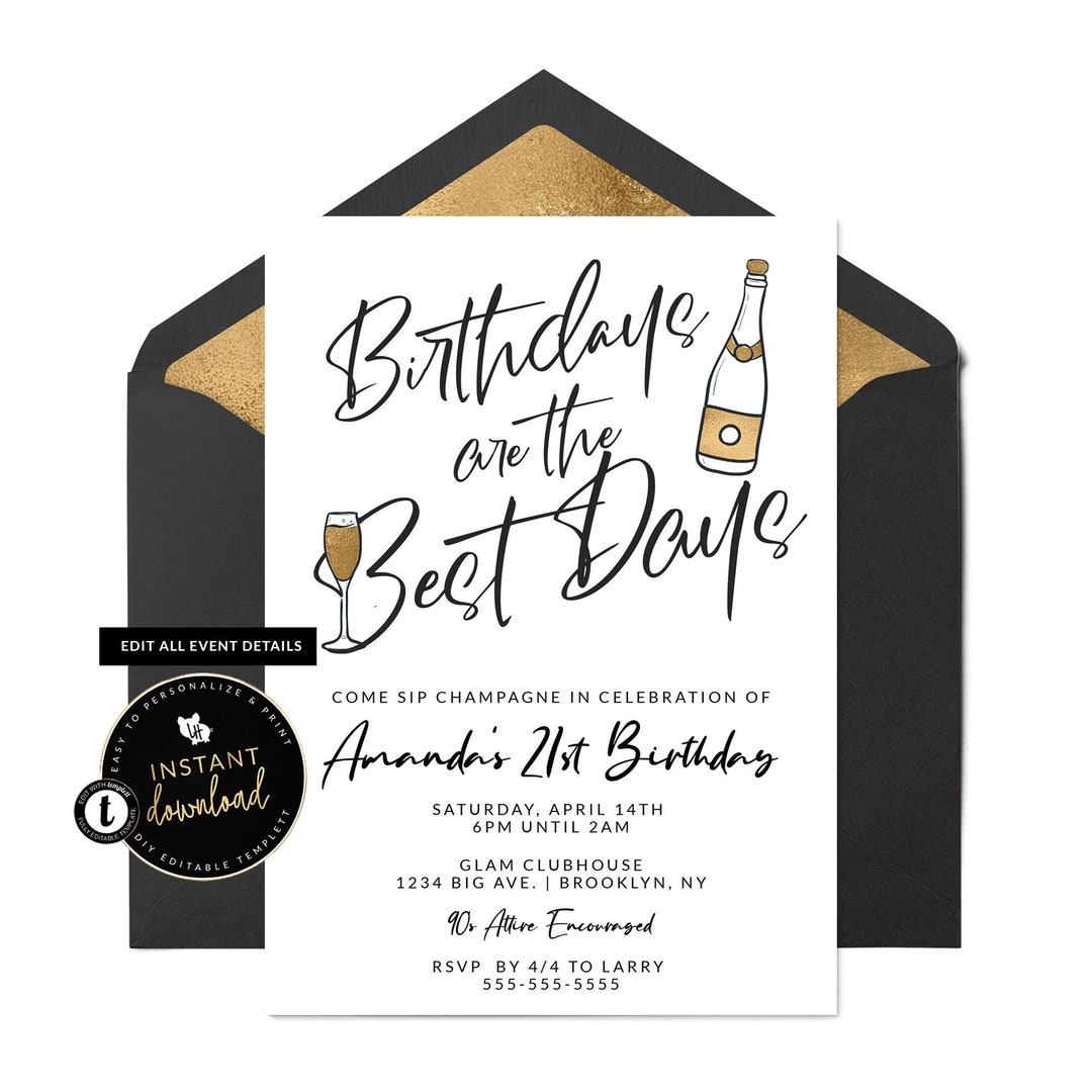 Champagne Invitation, Hip Hop Birthday Invitation, Champagne Birthday ...