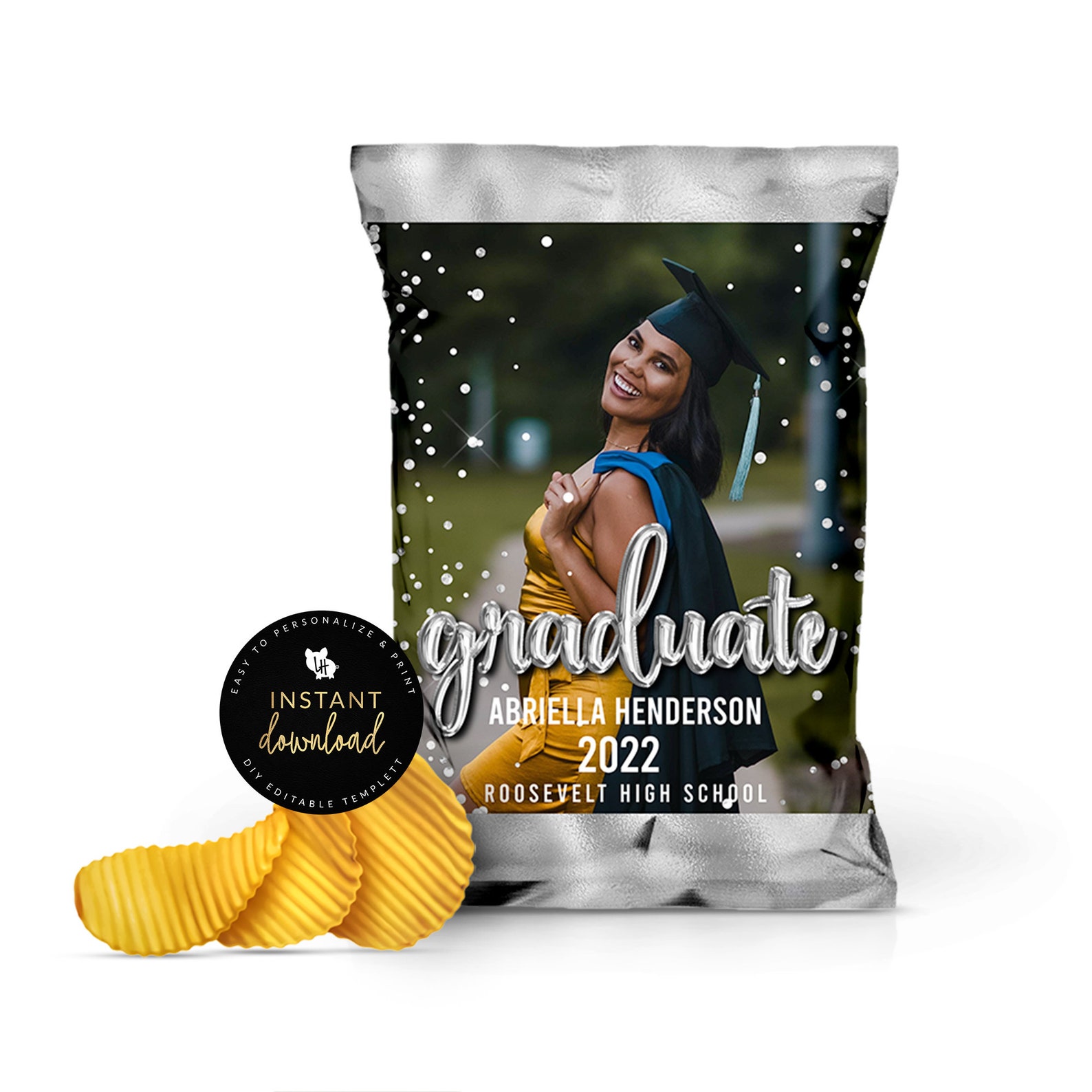 Graduation Photo Chip Bag Graduation Silver Chip Bag - Etsy