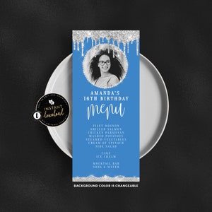 Silver Drip Photo Menu Card Silver Diamond Menu Silver - Etsy