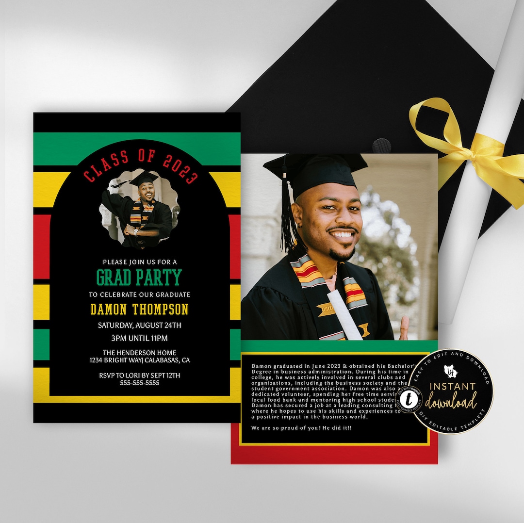 Pan-african Graduation Invitation, Graduation Invite, Digital ...