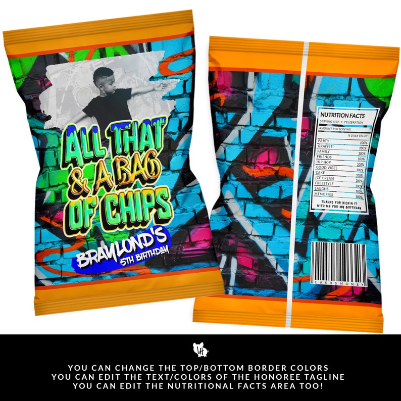 Graffiti Chip Bag Design Hip Hop Chip Bag Photo Chip Bag | Etsy