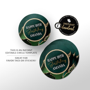 Emerald Green Circle Gift Tag Download, Emerald Green Sticker Template ...