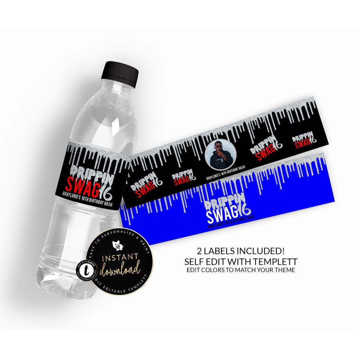 Bling Swag 16 Water Bottle Labels Boy Sweet 16 Drippin Swag - Etsy