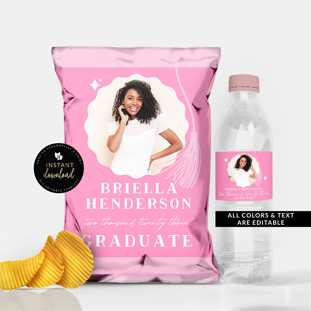 Graduation Chip Bag, Graduation Water Label, Retro Graduation Printable ...