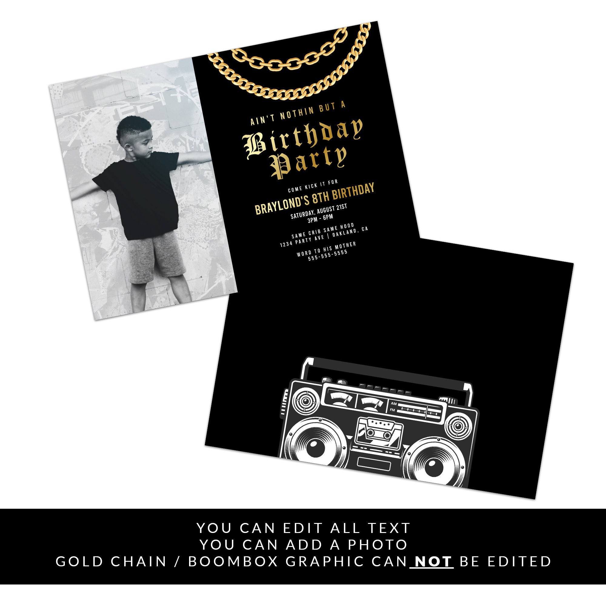 Cuban Link Chain Hip Hop Invitation, Hip Hop Invite With Photo, 90's ...