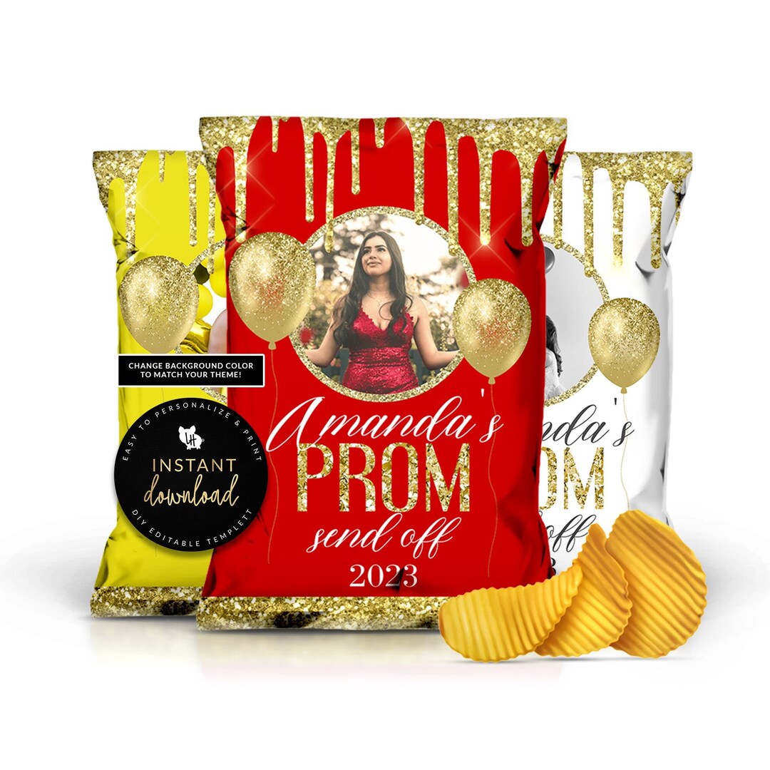 Gold Prom Chip Bag, Dripping Gold Prom Chip Bag, Prom Favor Bag, Prom ...