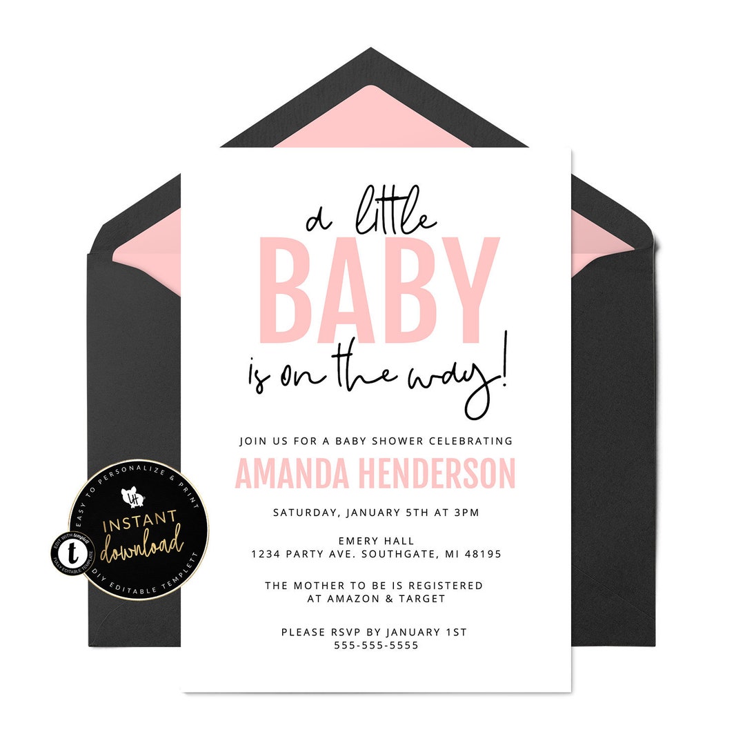 Simple Baby Shower Invitation, Modern Baby Shower, Minimalist Baby ...