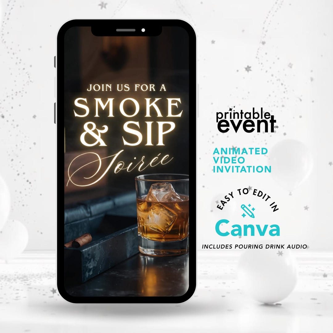 Cigar Birthday Invitation Video, Men's Birthday Night Out, Smoke and ...