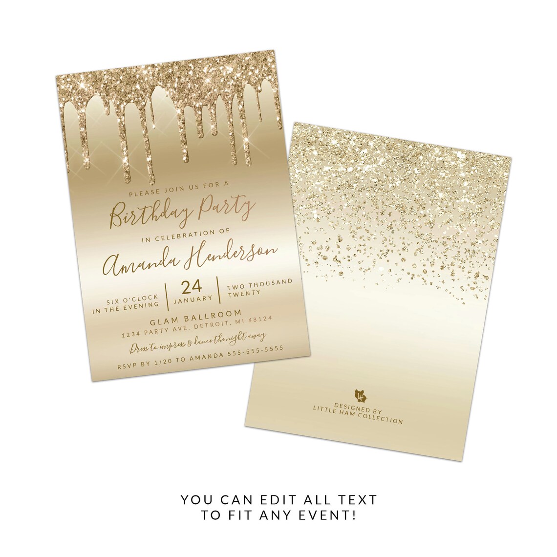 Dripping Gold Invitation Glitter Slime Invitation Glitter - Etsy