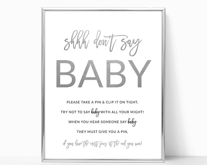 Dont Say Baby Game Printable Baby Shower Game Dont Say a Word Baby ...