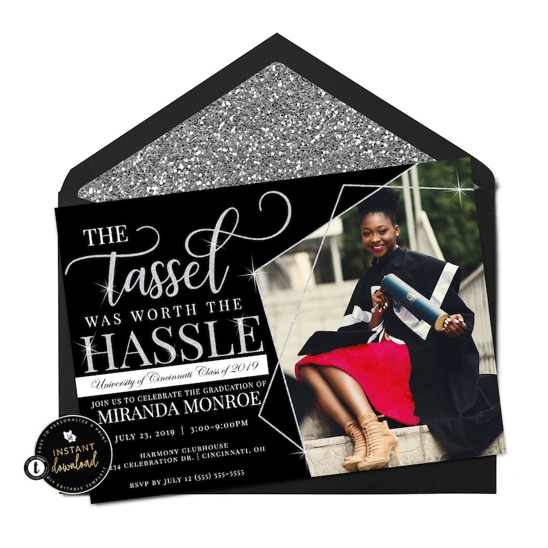 The Tassel Was Worth the Hassle Invitation Graduation - Etsy