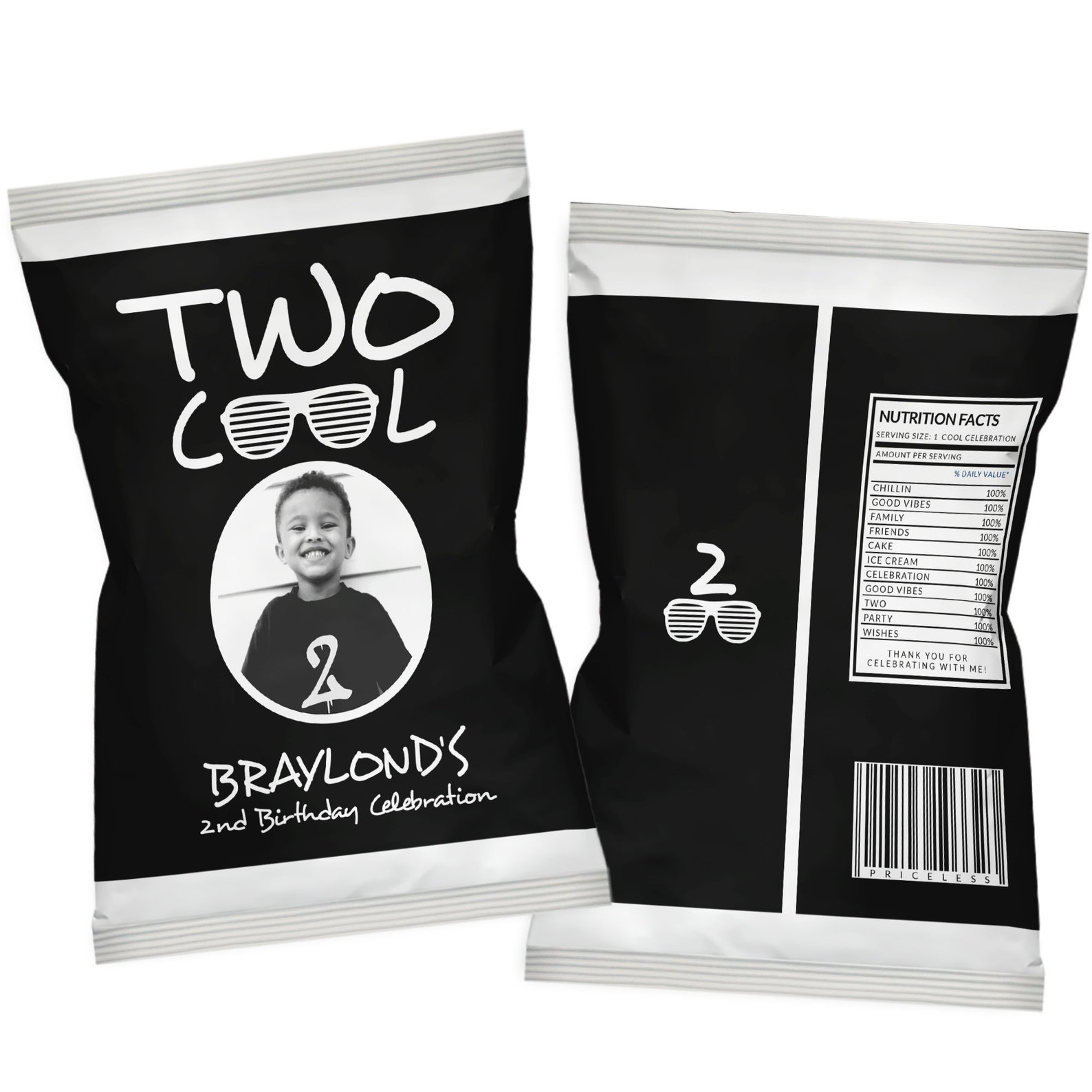 Two Cool Birthday Chip Bag Two Cool Snack Bag Printable 2 - Etsy