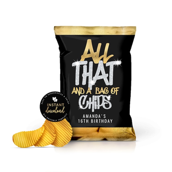 Hip Hop Chip Bag Template Birthday Chip Bag Template Party | Etsy