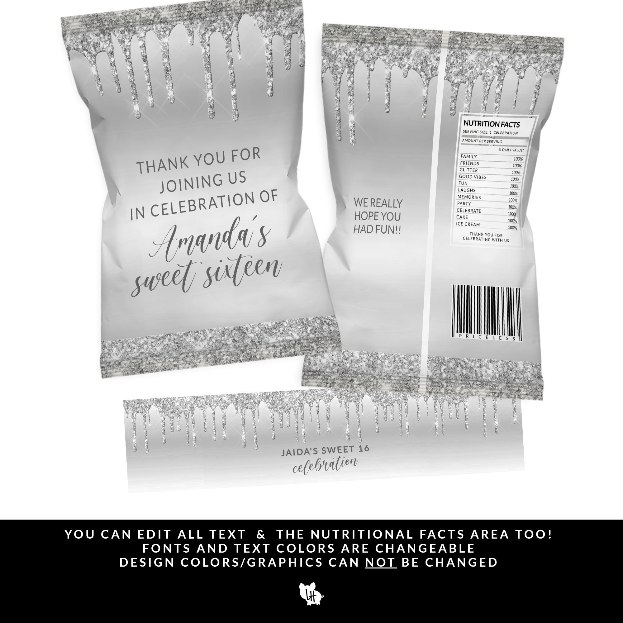 Silver Drip Chip Bag, Silver Drip Water Label, Silver Water Label and ...