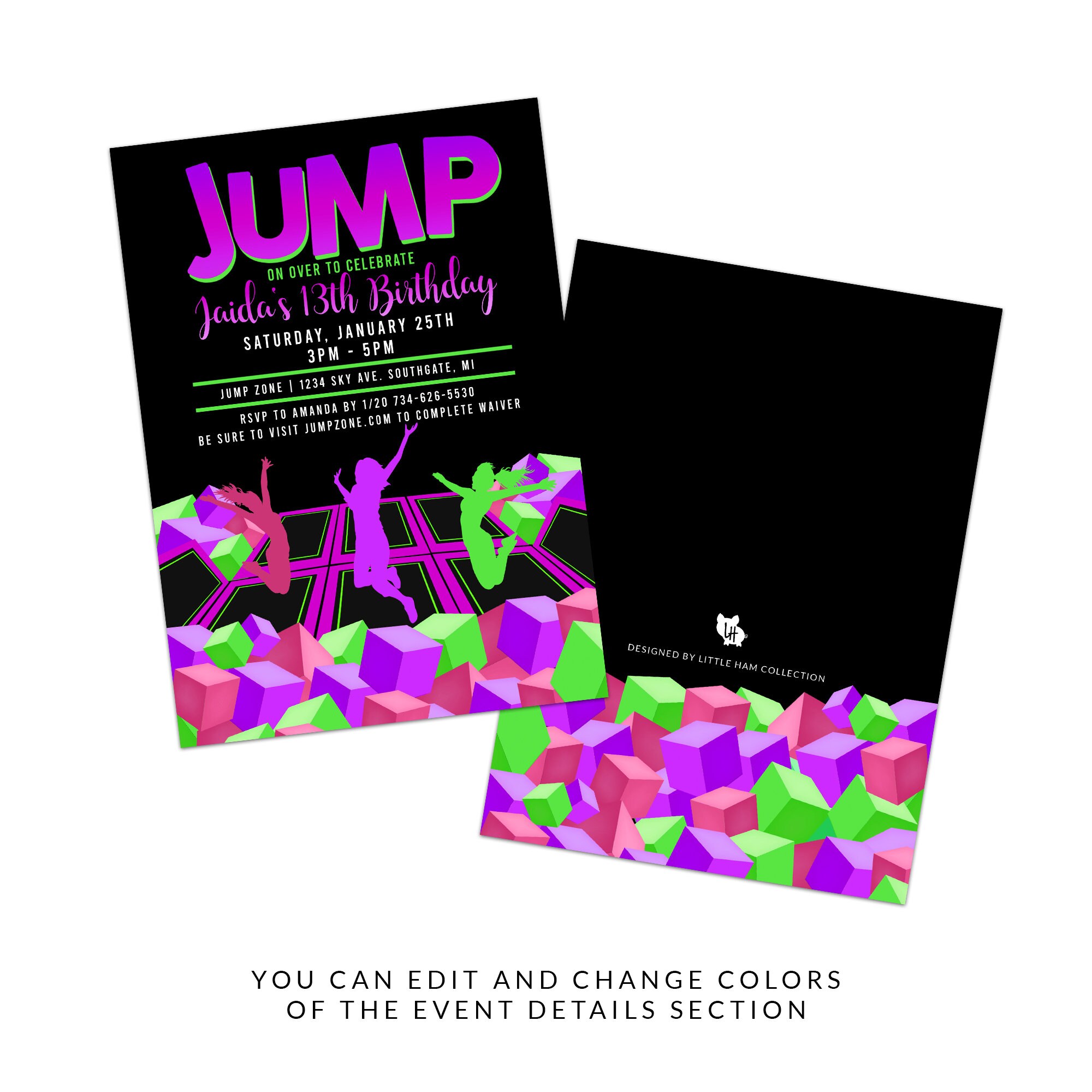 Jump Birthday Invitation Trampoline Party Invitation | Etsy