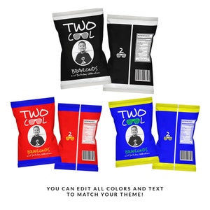 Two Cool Birthday Chip Bag, Two Cool Snack Bag Printable, 2 Cool ...
