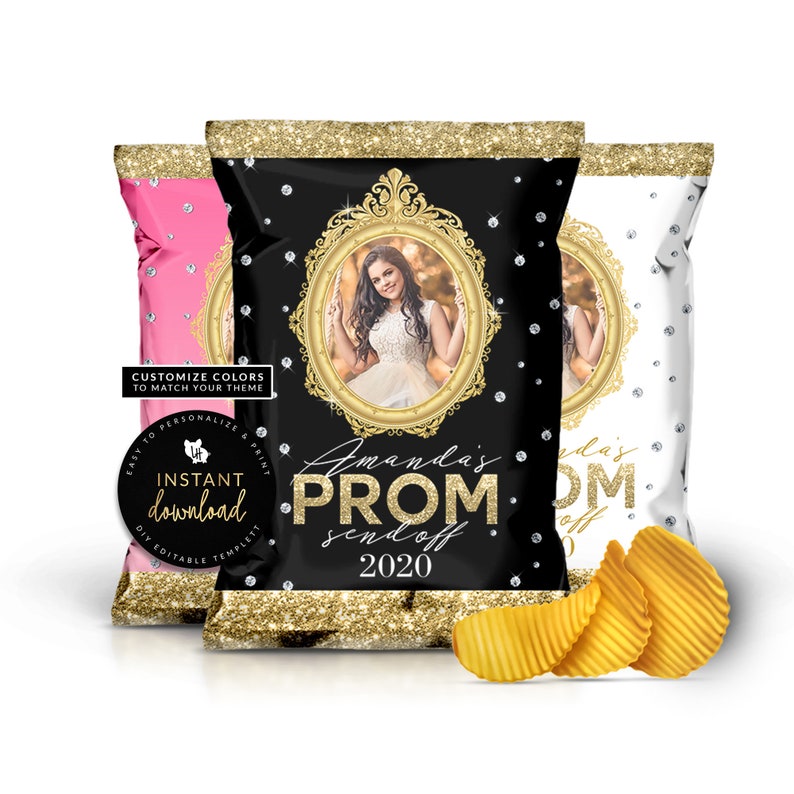 Gold Prom Chip Bag Prom Favor Bag Prom Send off Chip Bag - Etsy