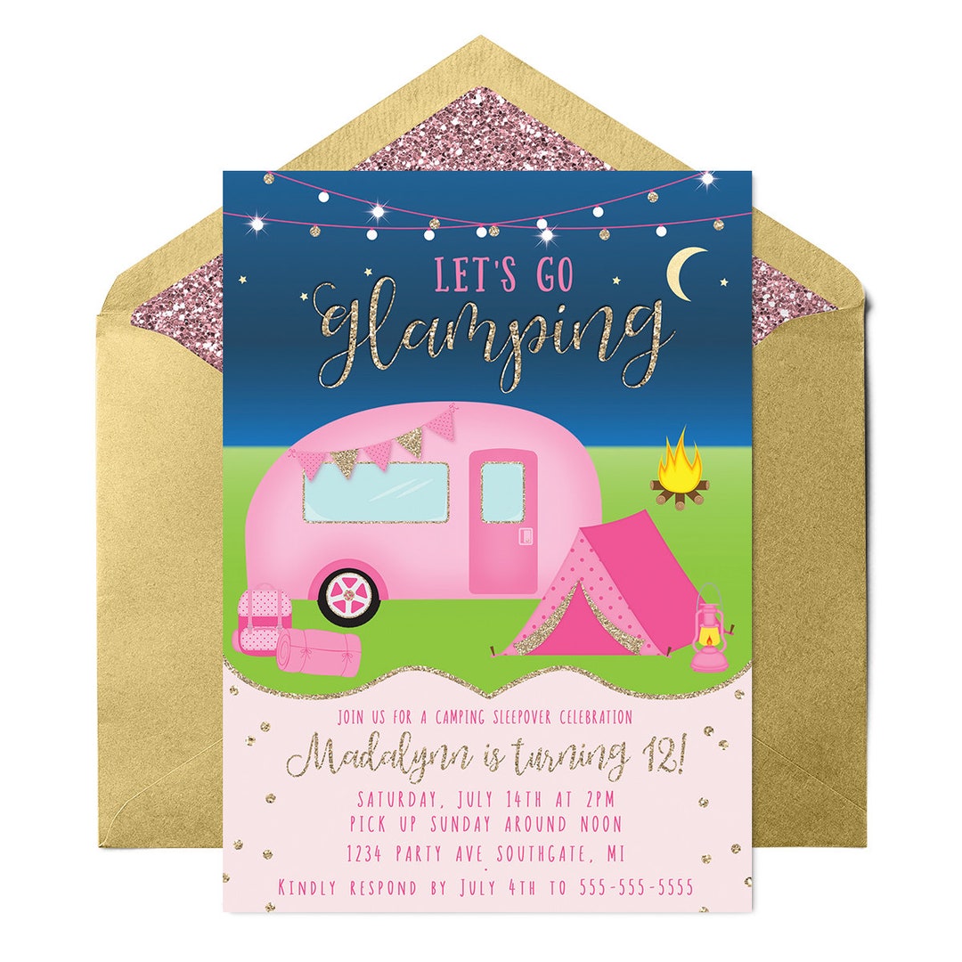 Glamping Birthday Invitation, Glamping Invitation, Girl Camping ...