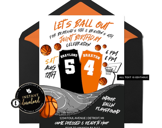 Basketball Birthday Invitations Party Invite Hoops Ticket Version ...
