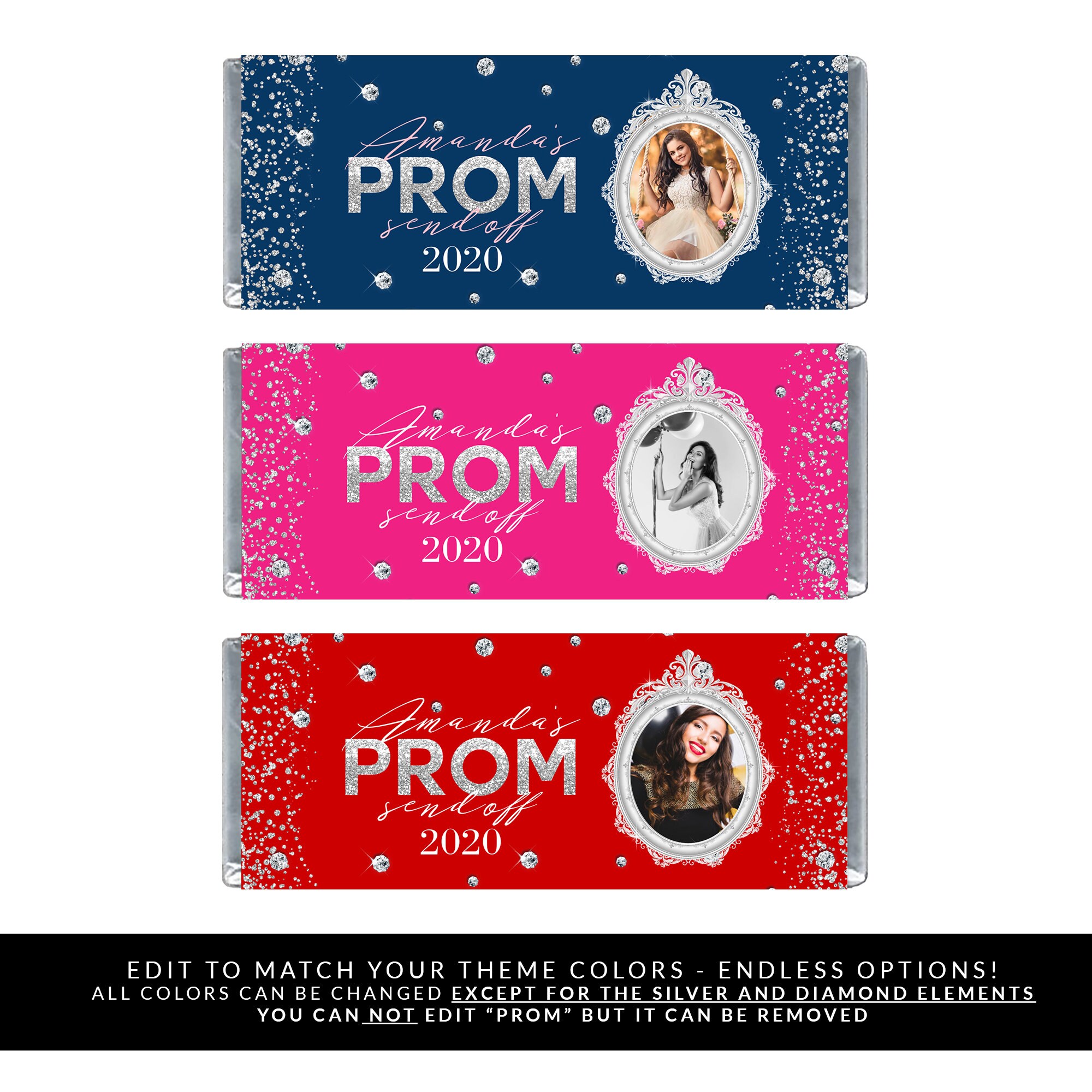 Silver Prom Candy Bar Label Prom Candy Bar Label Printable - Etsy