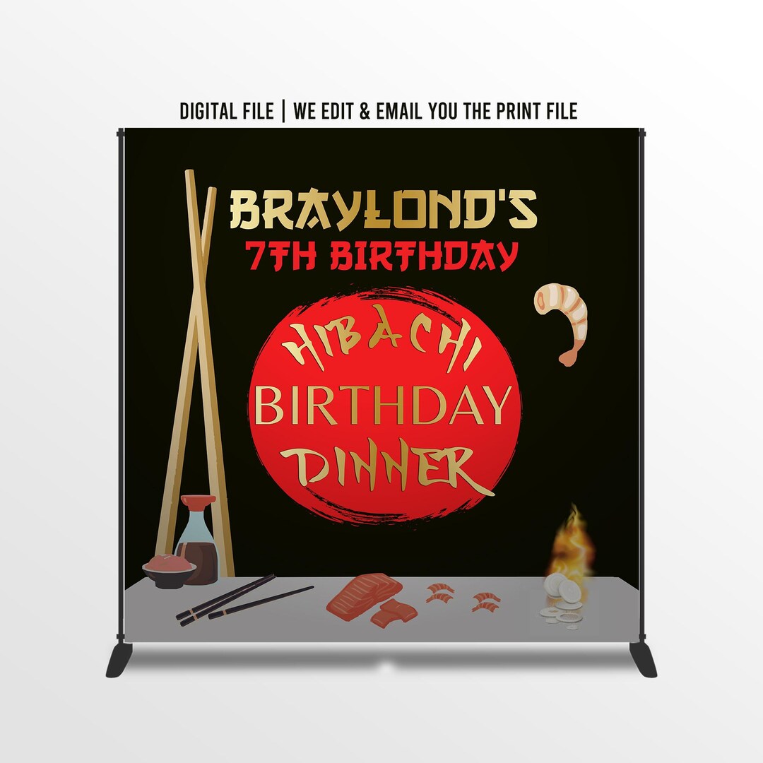 Hibachi Party Backdrop, Hibachi Backdrop Design, Printable Hibachi ...