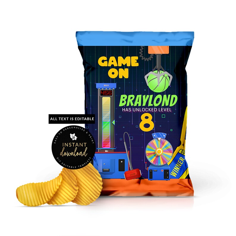 Arcade Chip Bag, Arcade Party Chip Bag, Arcade Chip Cover , Arcade ...